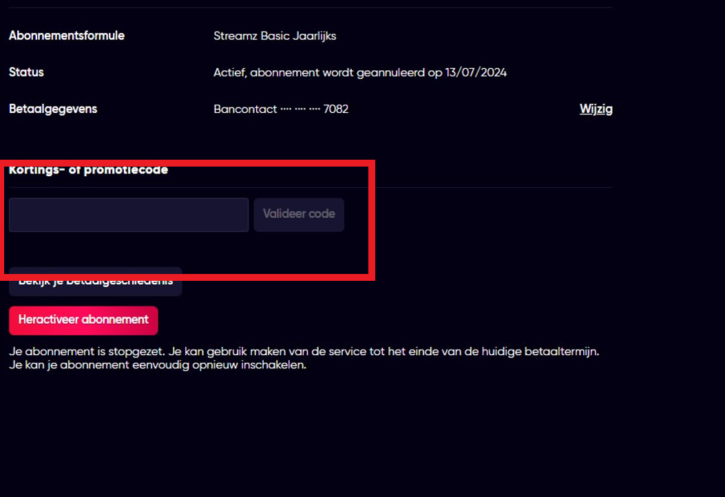 Hoe activeer ik mijn Streamz-promotiecode?